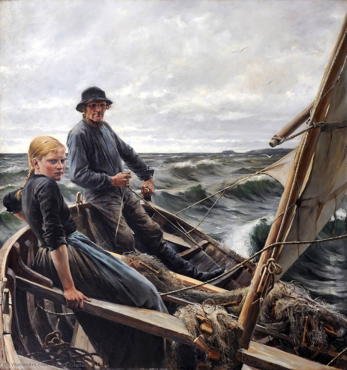 Get Paintings Reproductions At Sea by Albert Edelfelt (1854-1905 ...