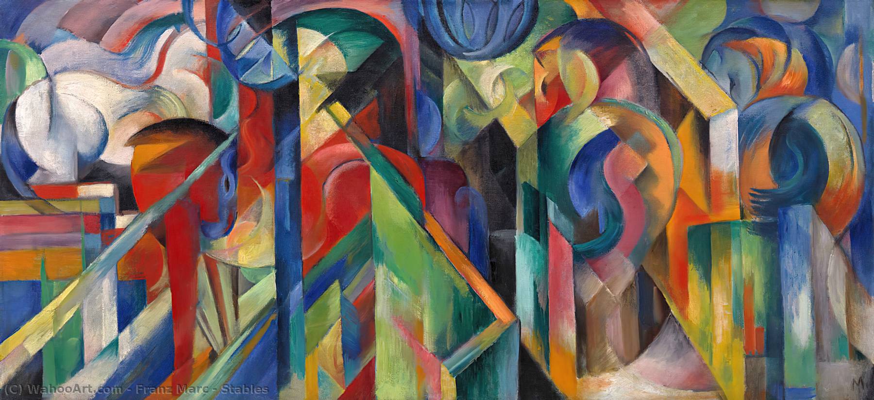 Oil Painting Replica Stables, 1913 by Franz Marc (1880-1916, Germany ...