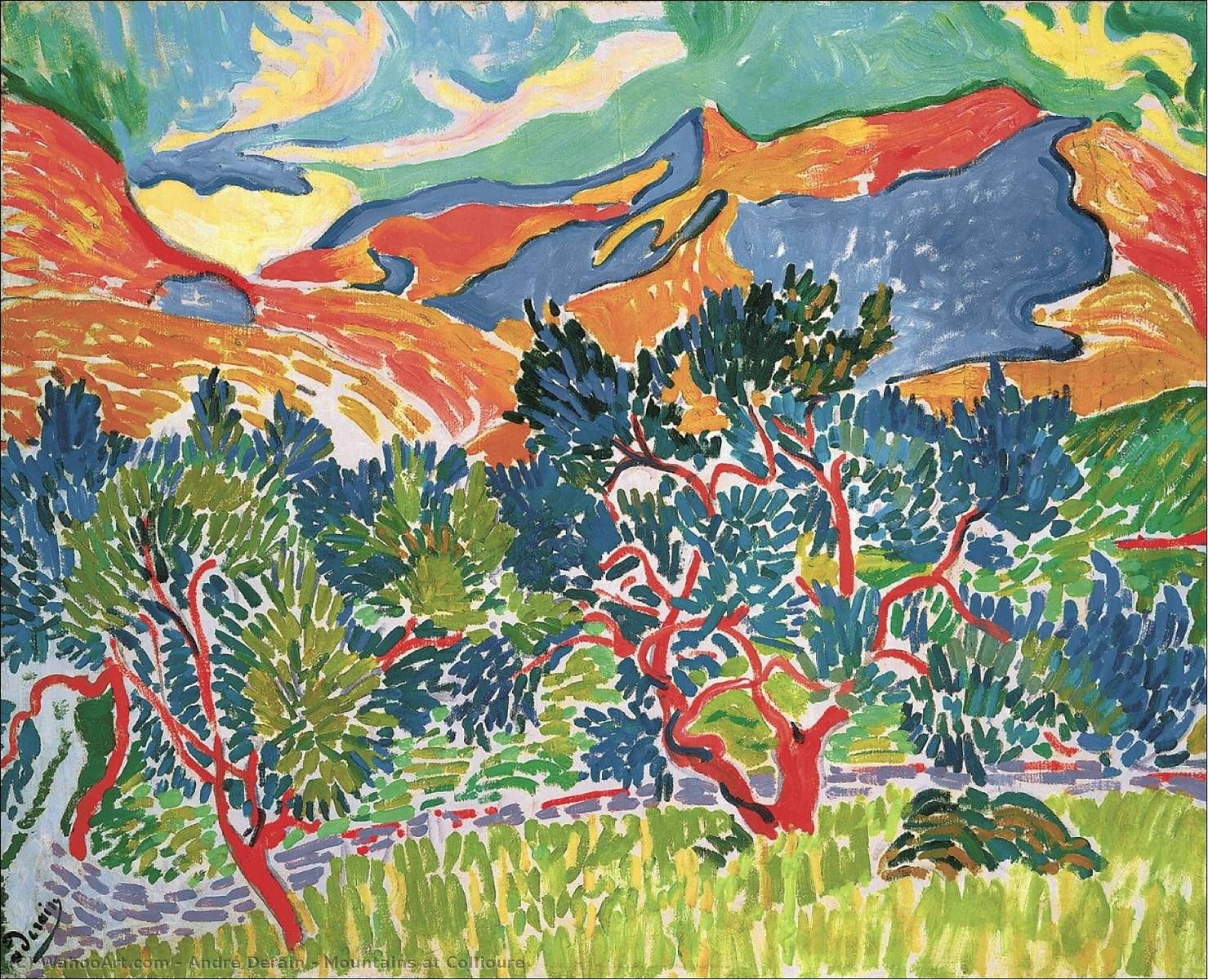montagnes à collioure de André Derain (1880-1954, France) | Reproductions D'art André Derain ...