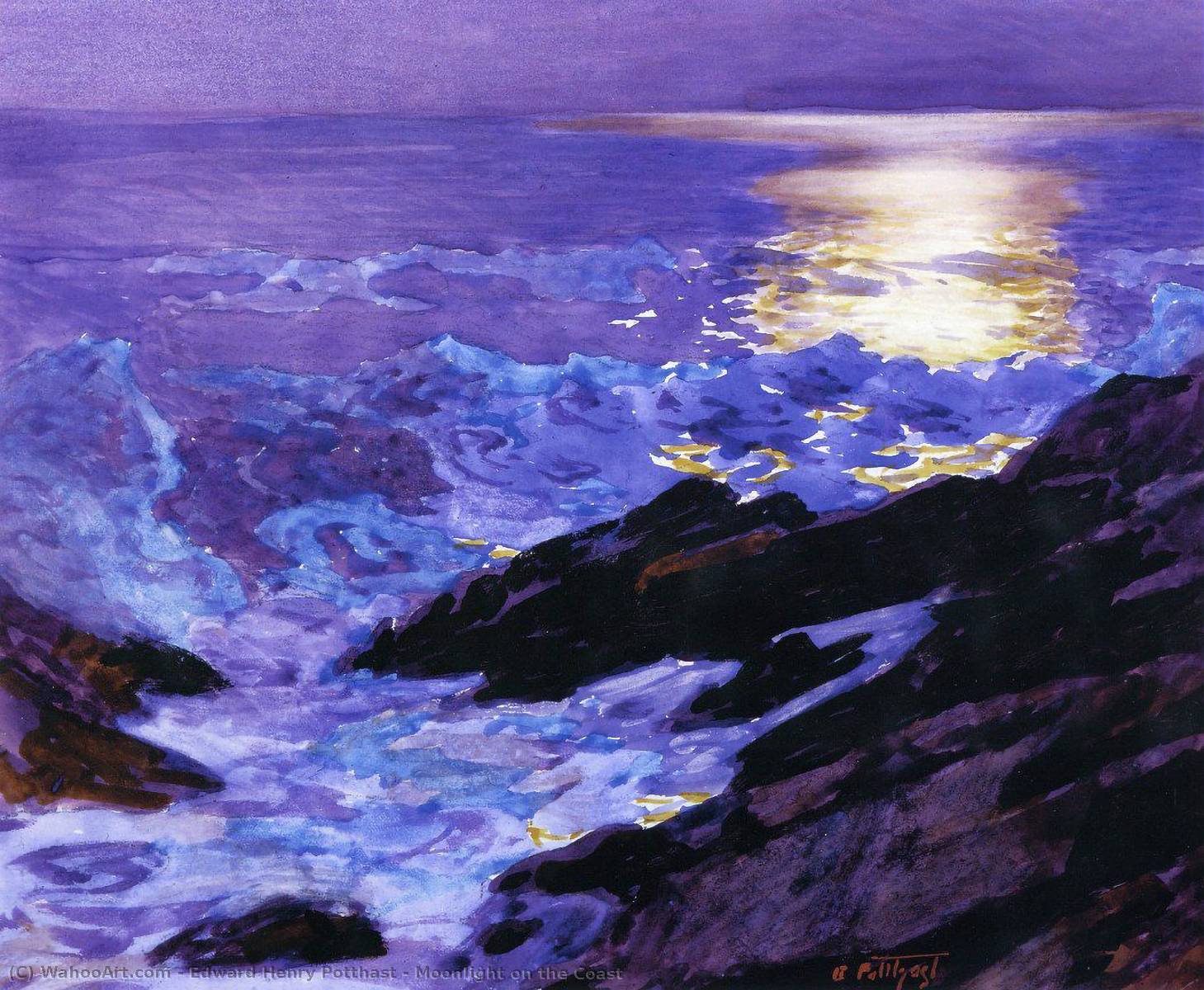 Pedir Reproducciones De Arte Luz de luna en la costa de Edward Henry ...