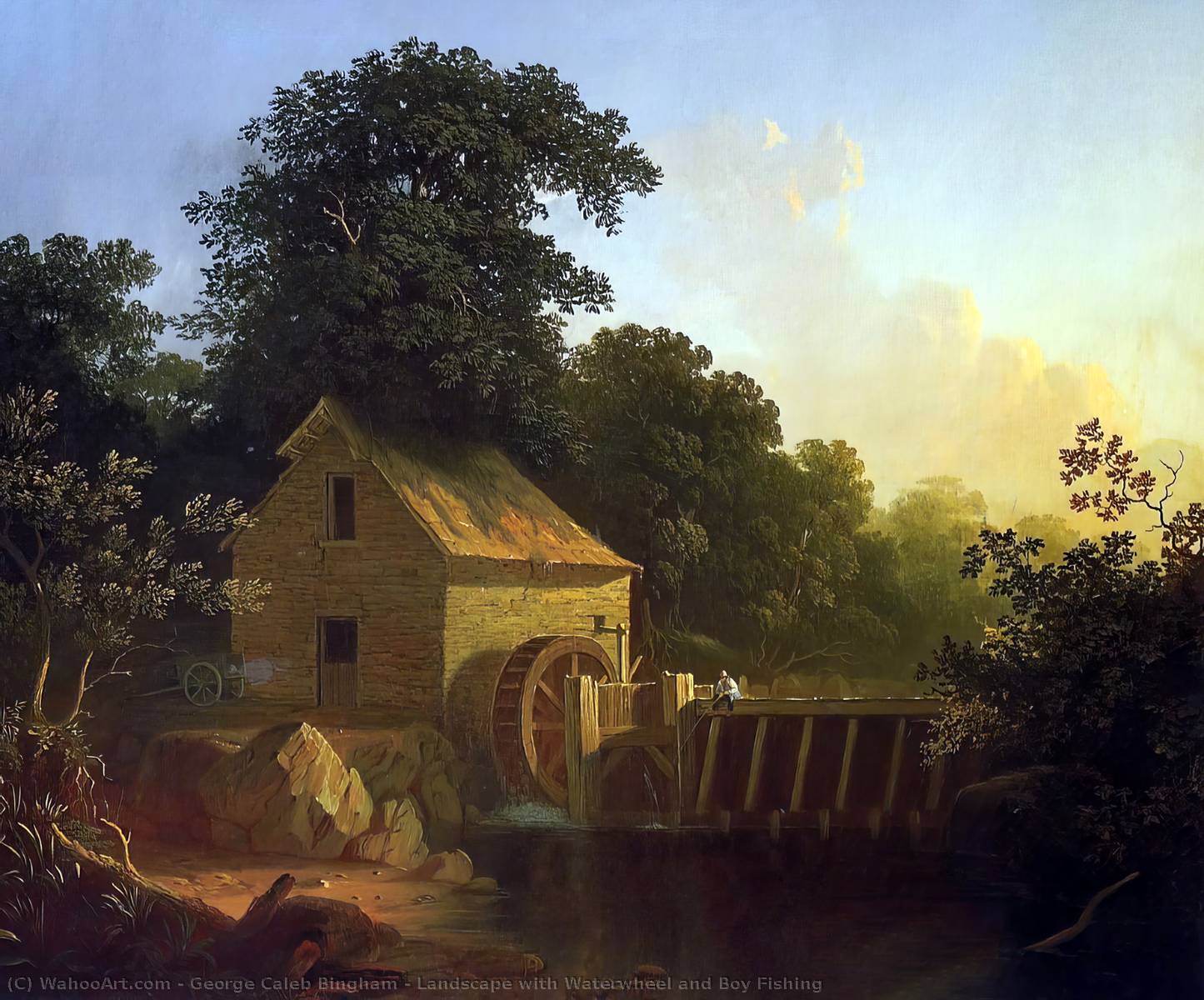 Museum Art Reproductions Landscape with Waterwheel and Boy Fishing ...