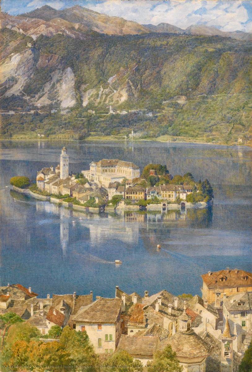 Reproduções De Belas Artes Isola San Giulio, Lago Orta, 1880 por Edward ...