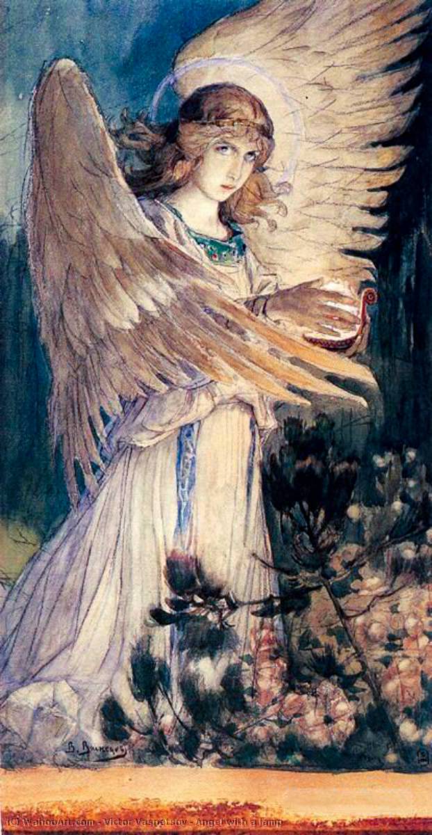 Museumsqualität Prints Engel mit einer Lampe, 1896 von Victor Vasnetsov ...