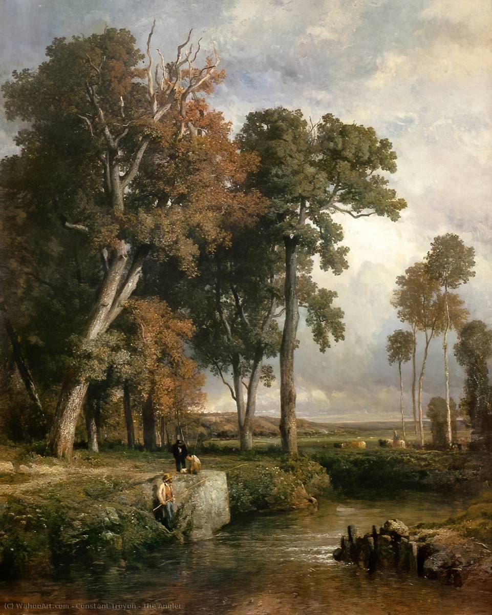 Get Paintings Reproductions The Angler by Constant Troyon (1810-1865 ...