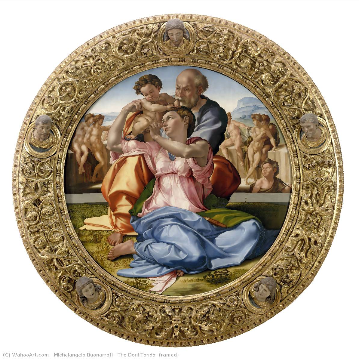 Museum Art Reproductions The Doni Tondo (framed), 1506 by Michelangelo ...