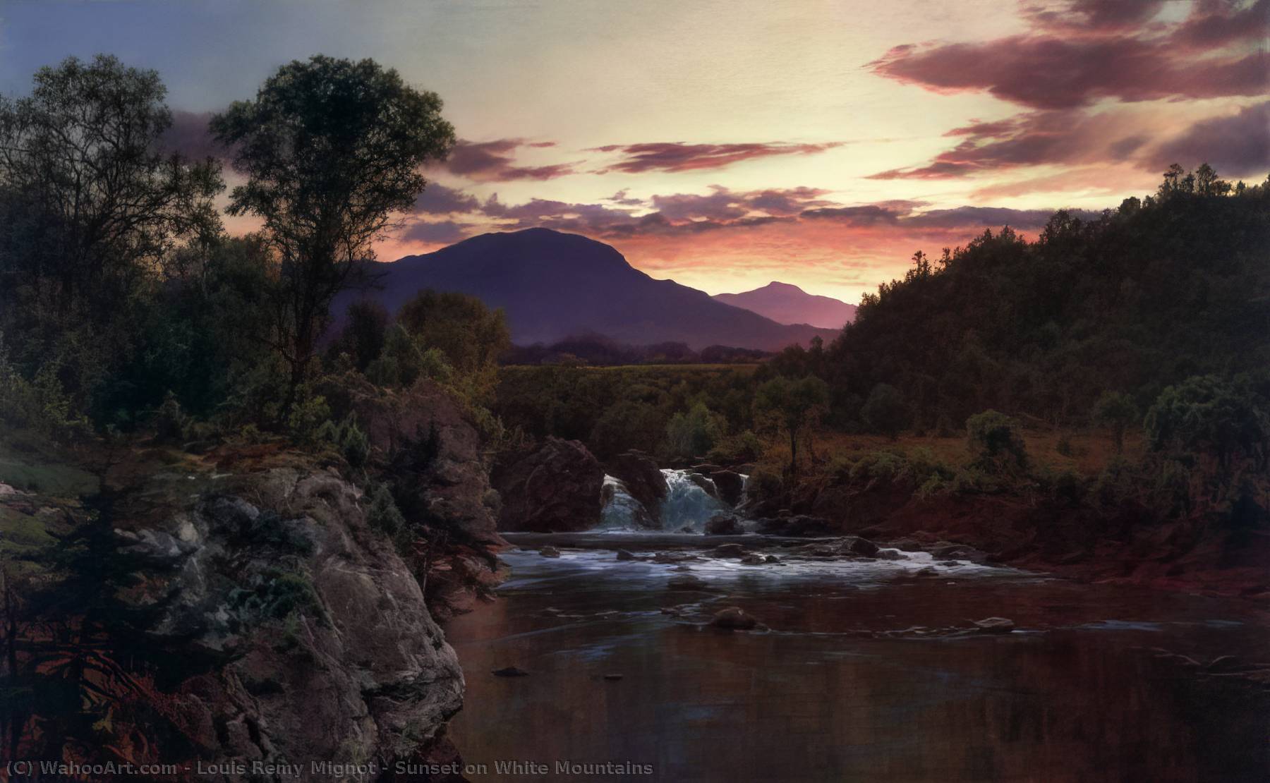 Artwork Replica Sunset on White Mountains, 1861 by Louis Remy Mignot ...