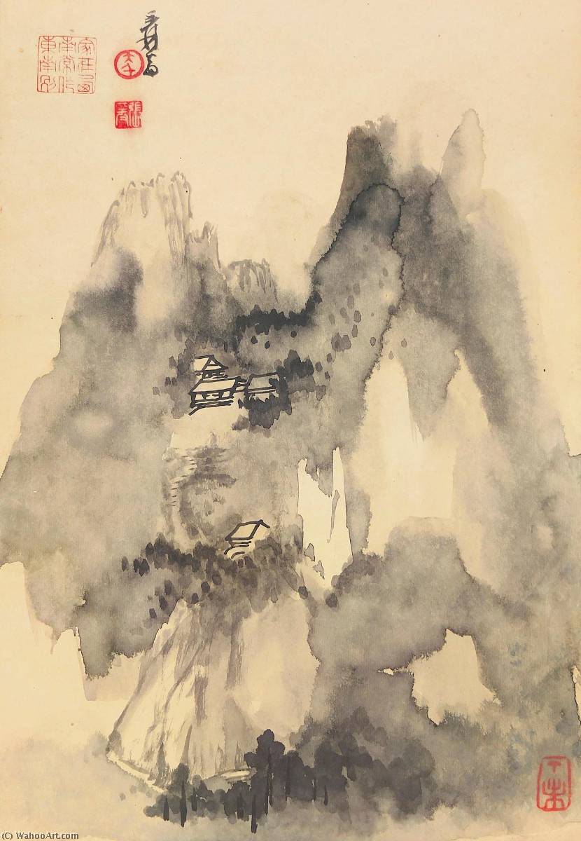 Achat Réplique De Peinture Temple dans les monts Misty de Zhang Daqian ...