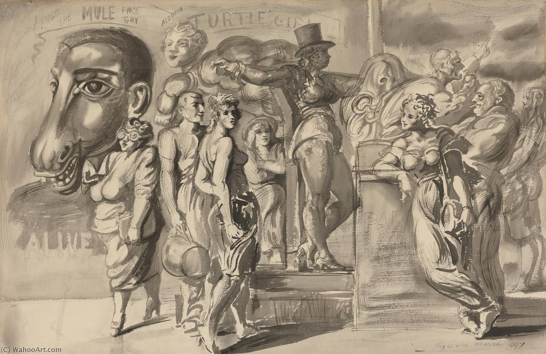 Paintings Reproductions Milo the Mule Face Boy by Reginald Marsh (1898 ...