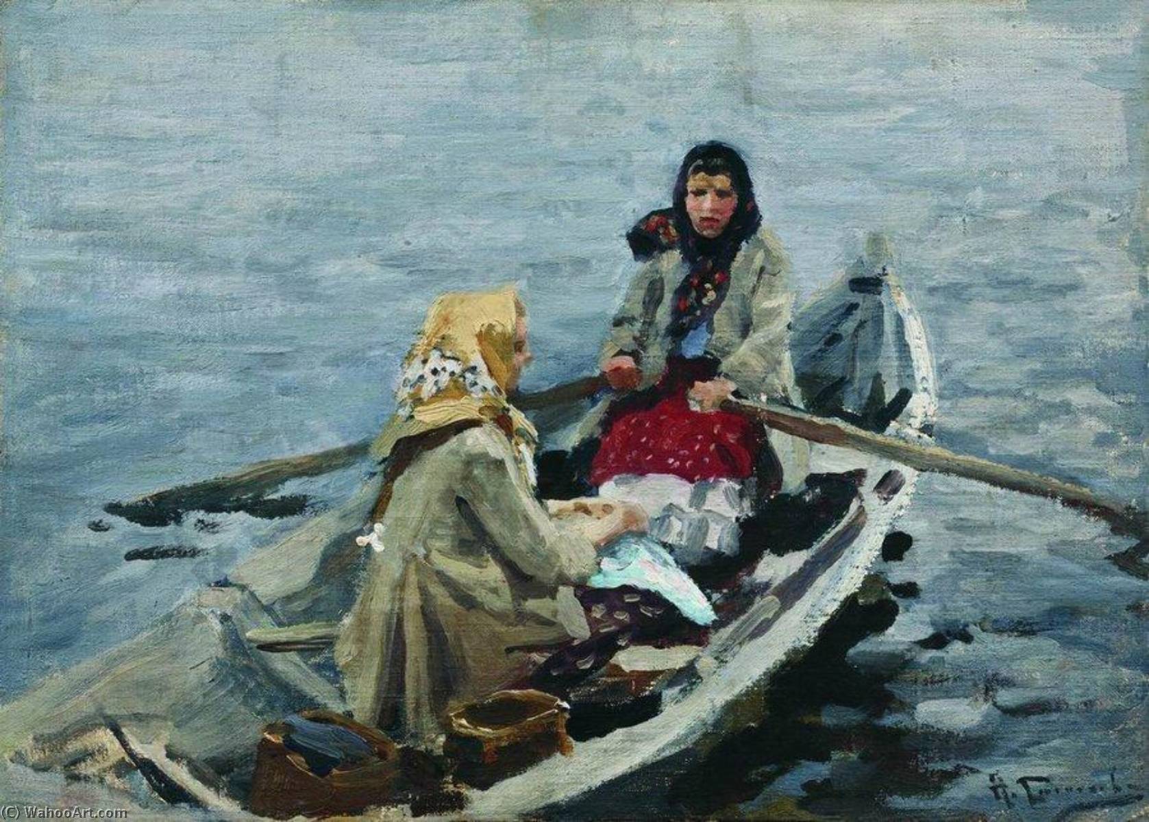 Art Reproductions In the Boat by Alexei Stepanov (1858-1923) | WahooArt.com