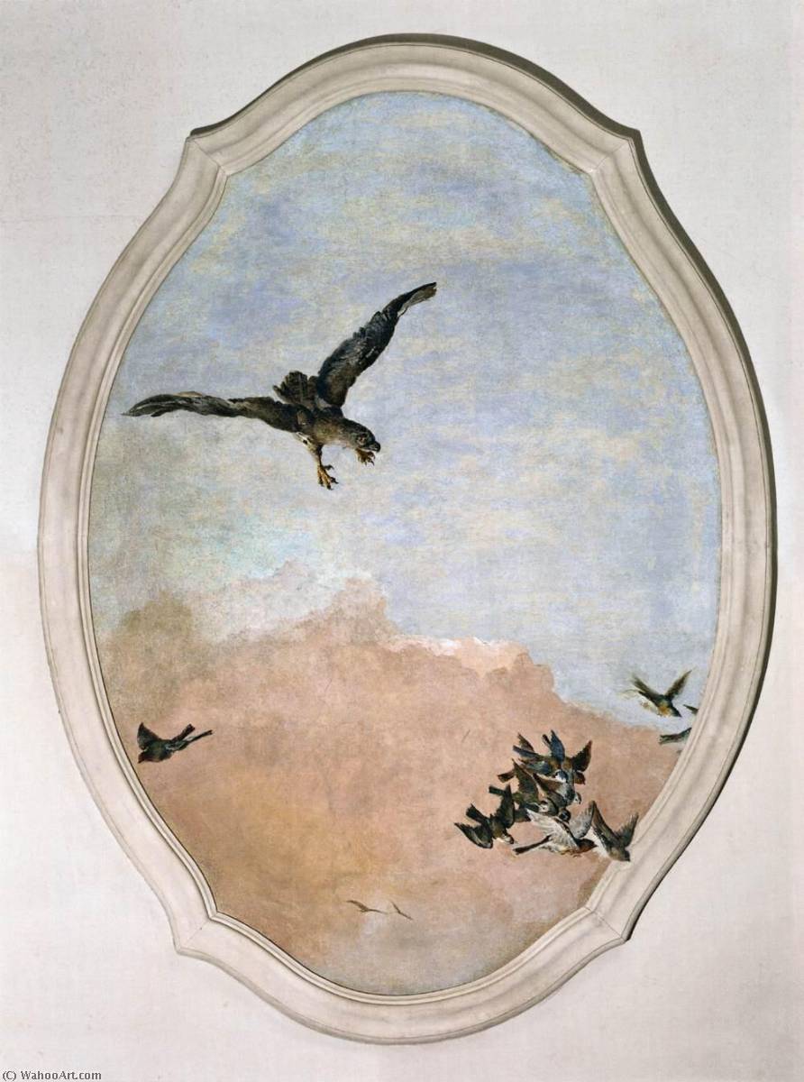 Oil Painting Replica Falcon Pursuing a Flock of Finches, 1793 by ...