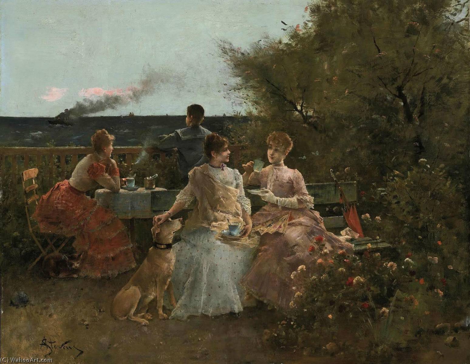 Artwork Replica Ladies on a Terrace, Normandy by Alfred Émile Léopold ...