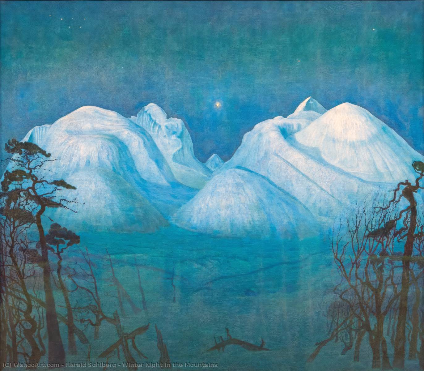 Artwork Replica Winter Night in the Mountains, 1924 by Harald Sohlberg ...