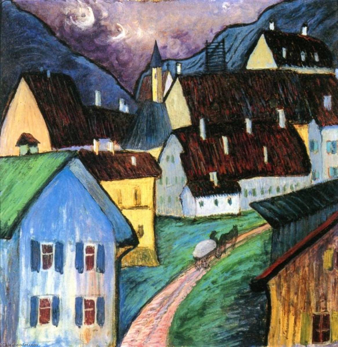 Paintings Reproductions Evening in Murnau, 1910 by Marianne Von ...