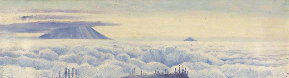 Oil Painting Replica Ijen Volcano and Papandayan Volcano, Java, 1876 by ...