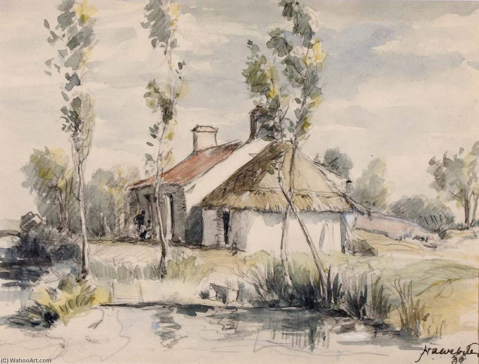 Get Paintings Reproductions The Cottage on the Riverside, 1939 by ...