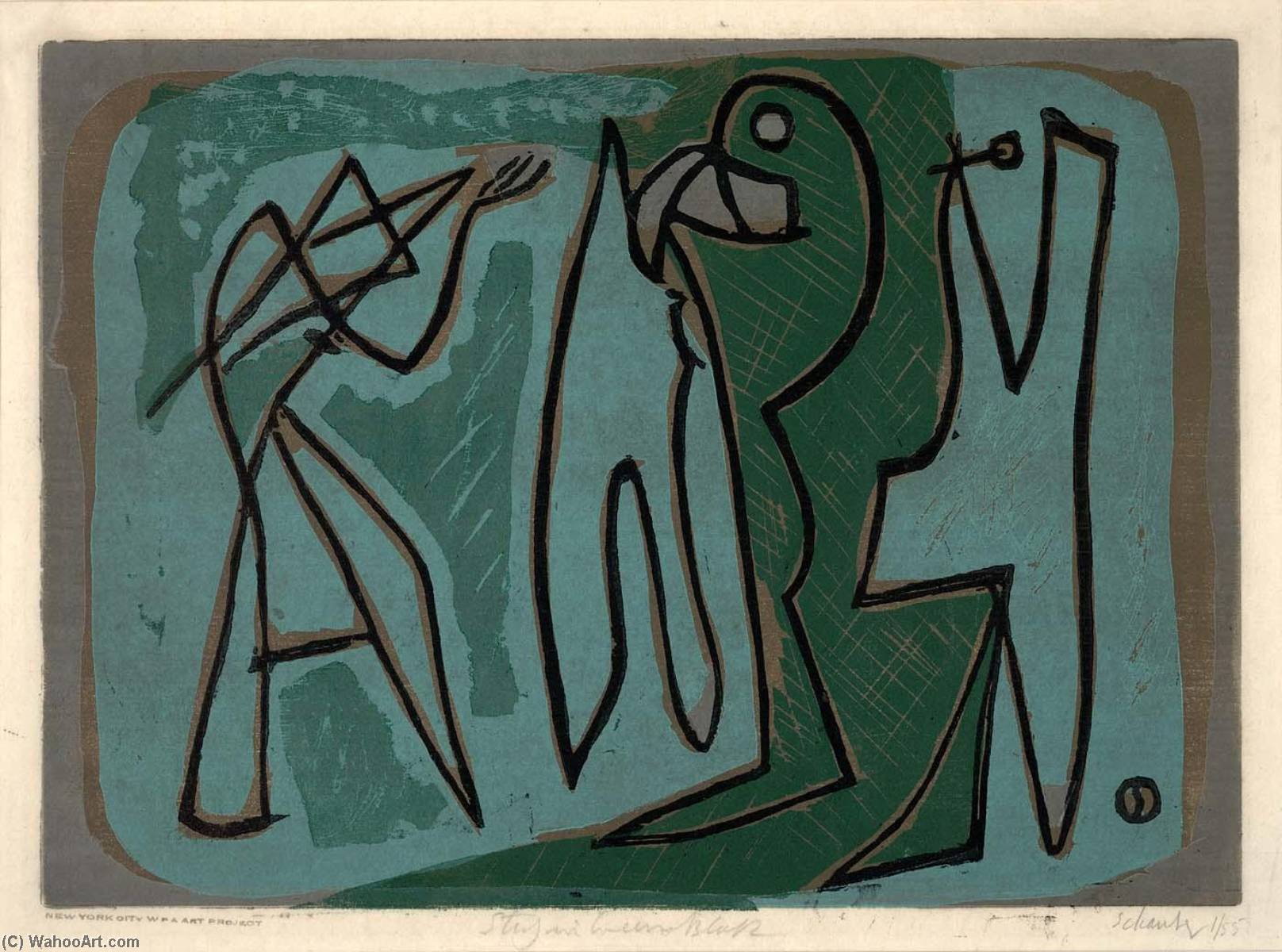 Pedir Reproducciones De Arte Estudio en verde y negro de Louis Schanker ...