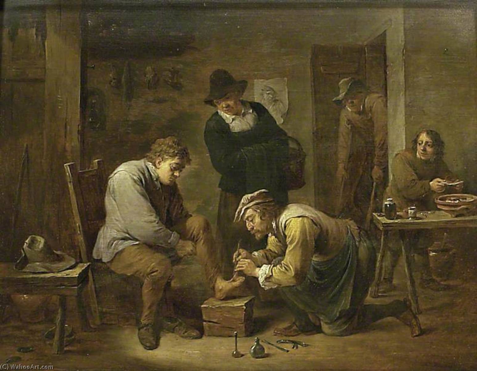 Paintings Reproductions The Foot Doctor, 1659 by David Teniers Ii Le ...