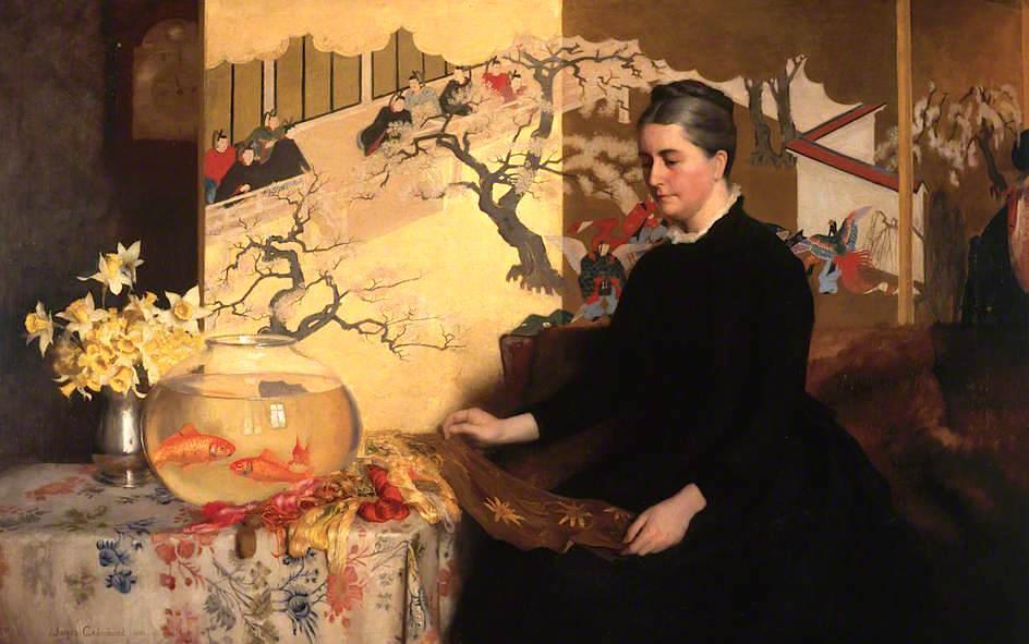 Order Artwork Replica Lady with a Japanese Screen and Goldfish, 1886 by ...