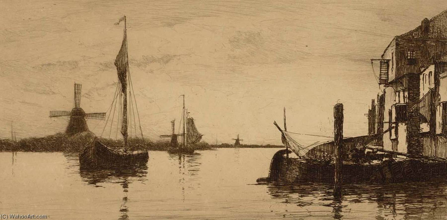 Buy Museum Art Reproductions Evening on the Maas, 1884 by Charles Adams ...