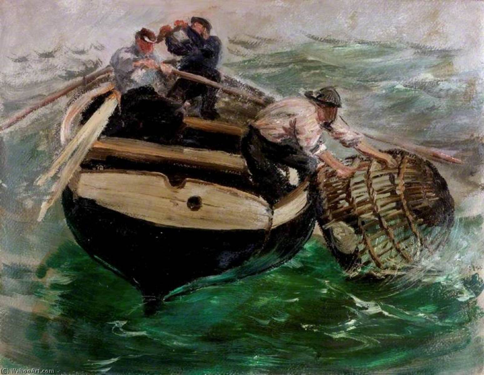 Get Paintings Reproductions Hauling in Lobster Pots by Charles Napier ...