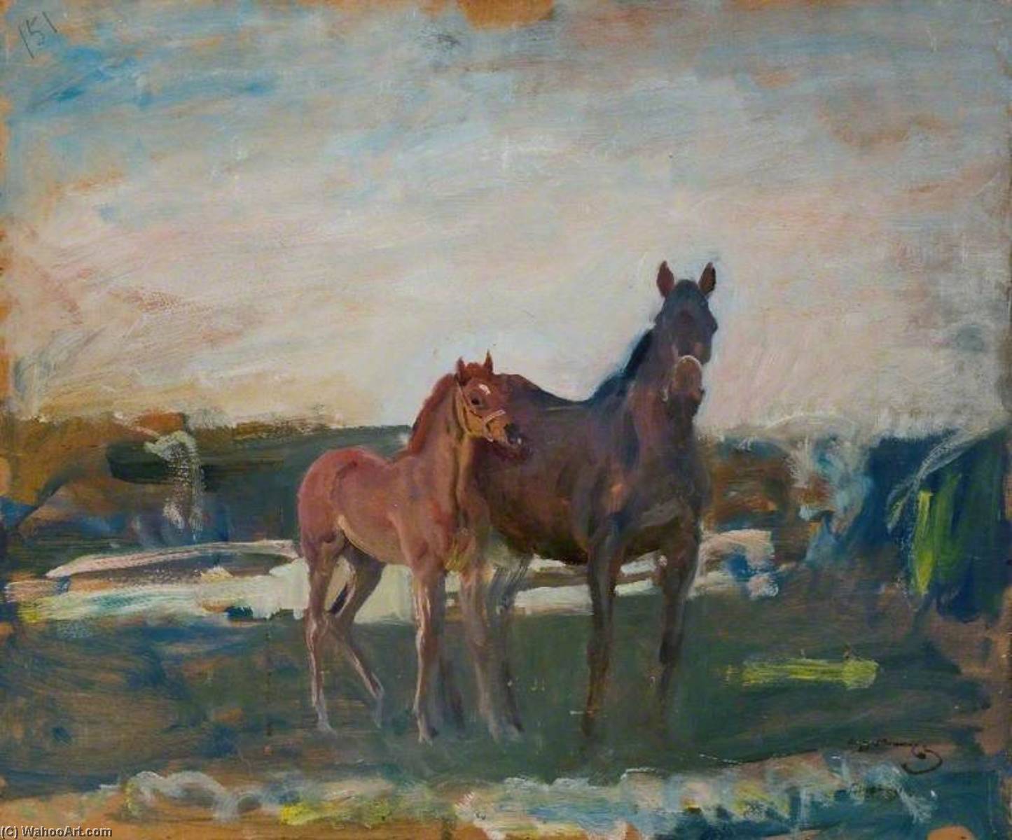 Get Paintings Reproductions A Mare and Foal by Sir Alfred James ...