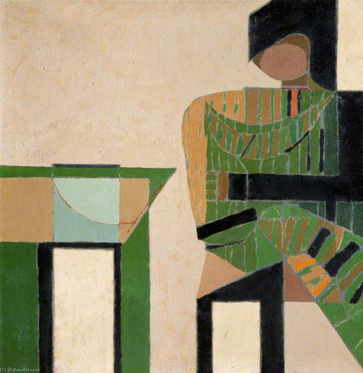 Paintings Reproductions Figure beside a Table by Colin Middleton ...