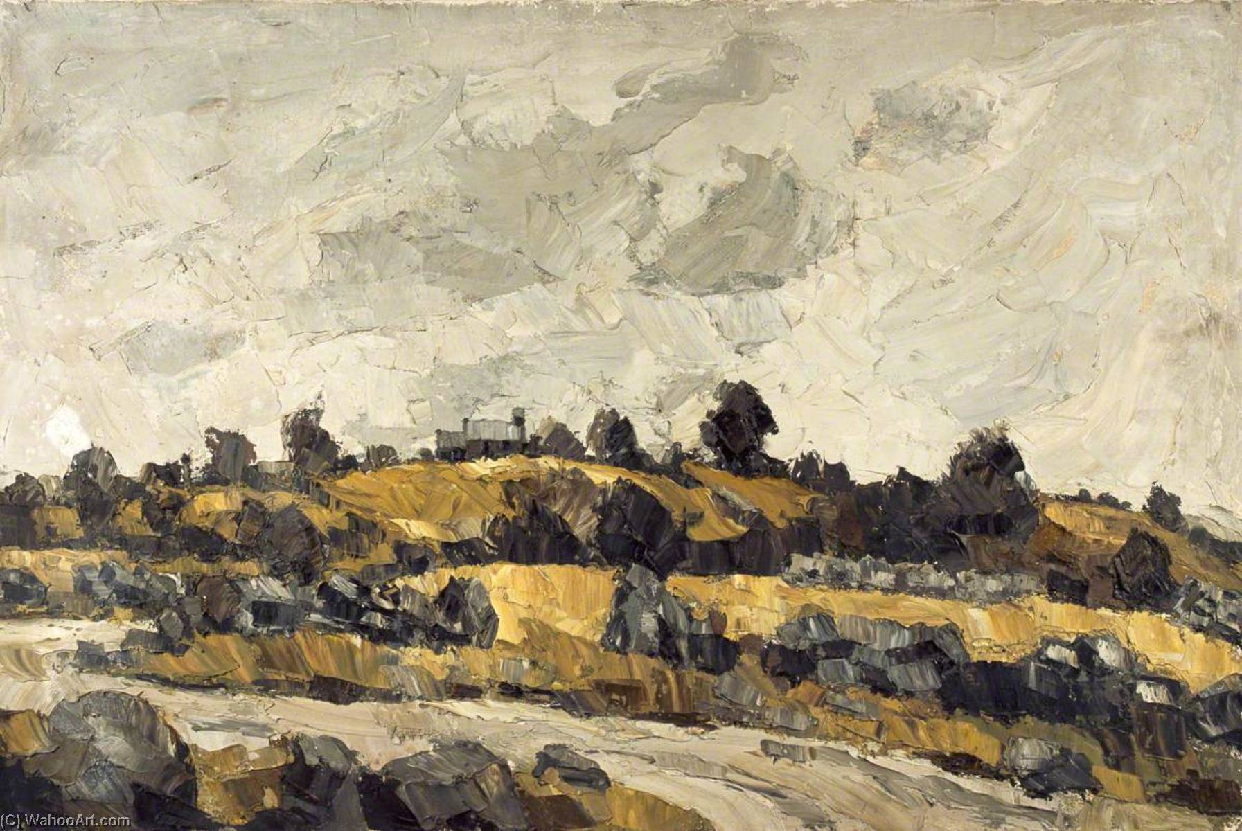 Yellow Fields under a Grey Sky, 1960 by John Kyffin Williams (1918-2006 ...