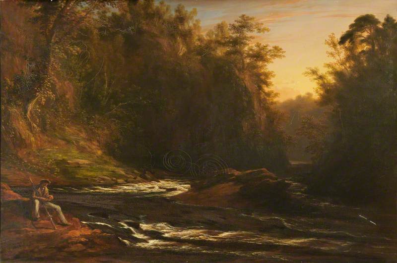 Paintings Reproductions Evening on the Findhorn by James Giles (1801 ...