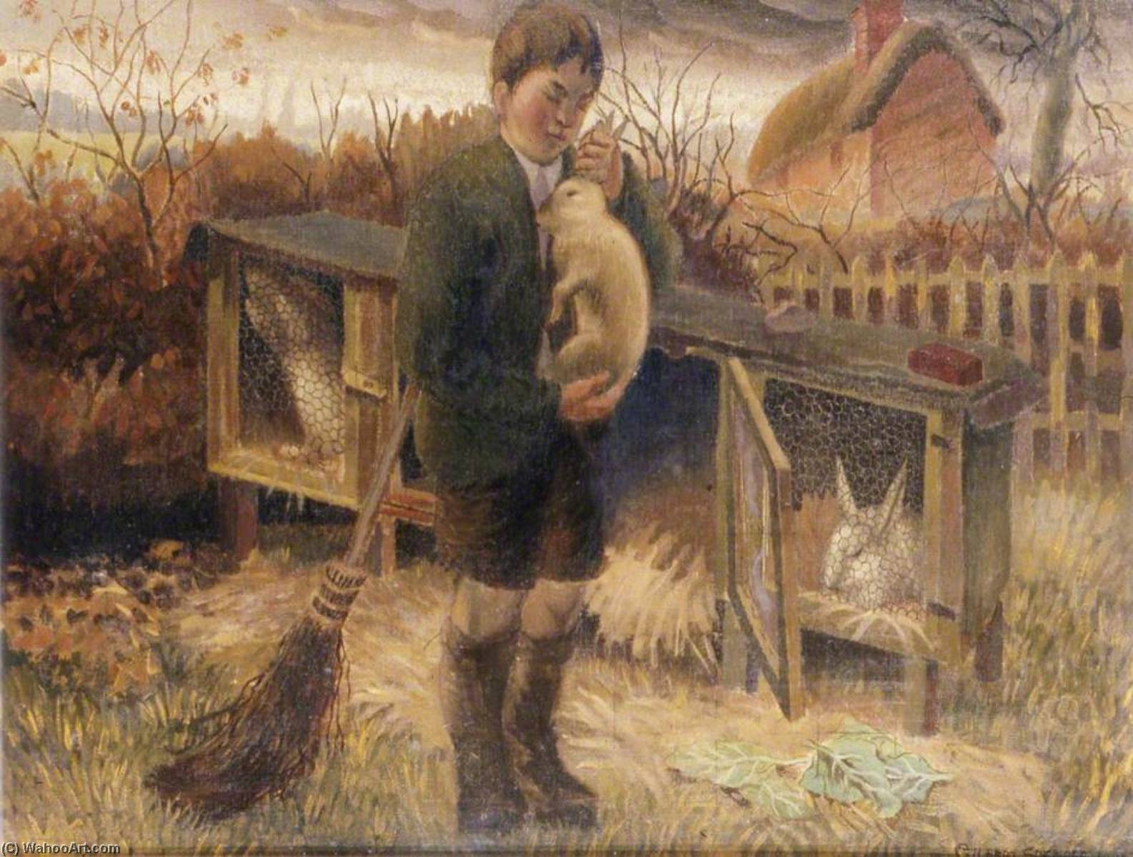 Boy Holding a Rabbit, 1931 de Gilbert Spencer (1892-1979, United ...