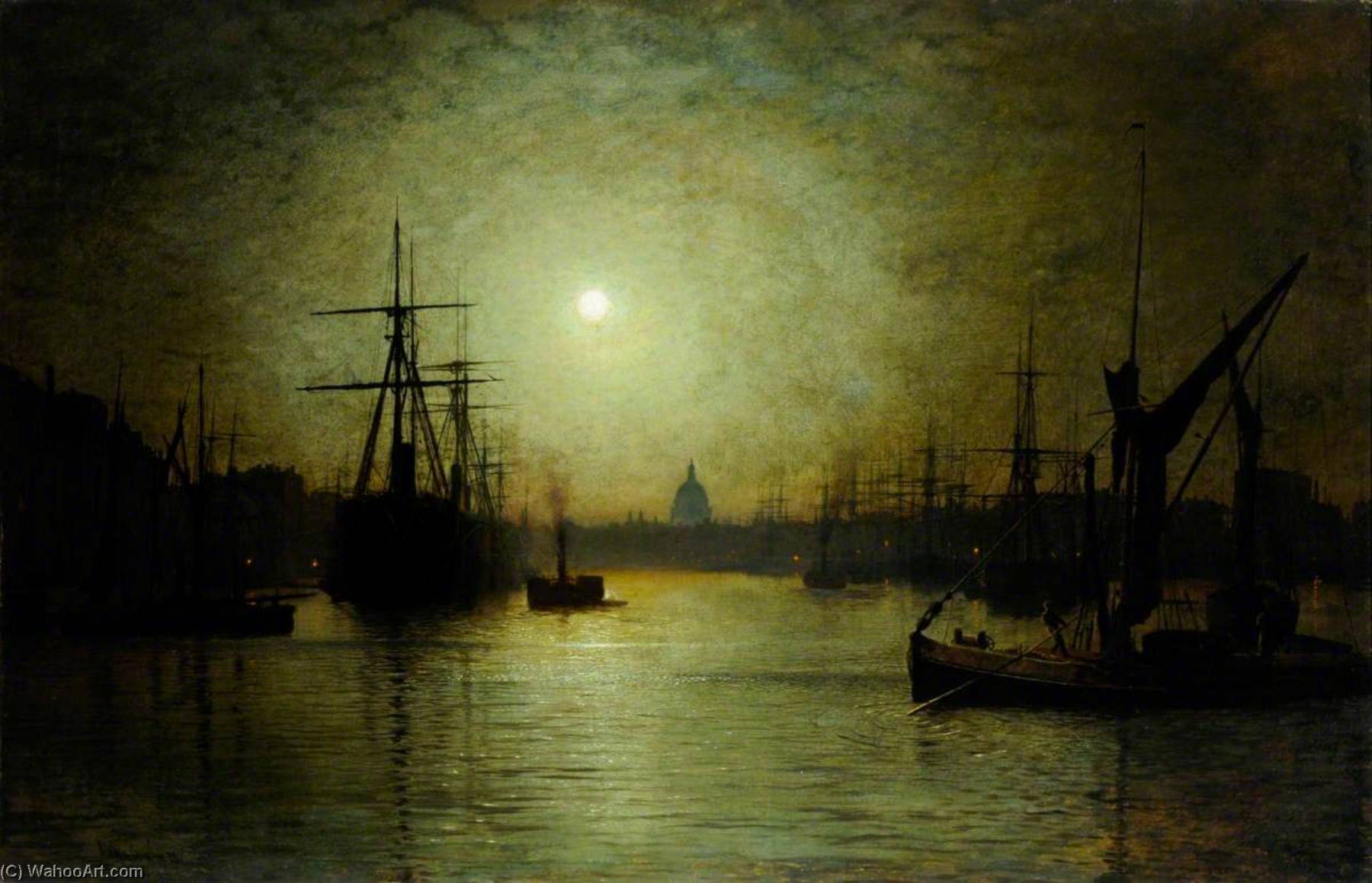 Museum Art Reproductions Thames Moonlight, 1880 by John Atkinson ...