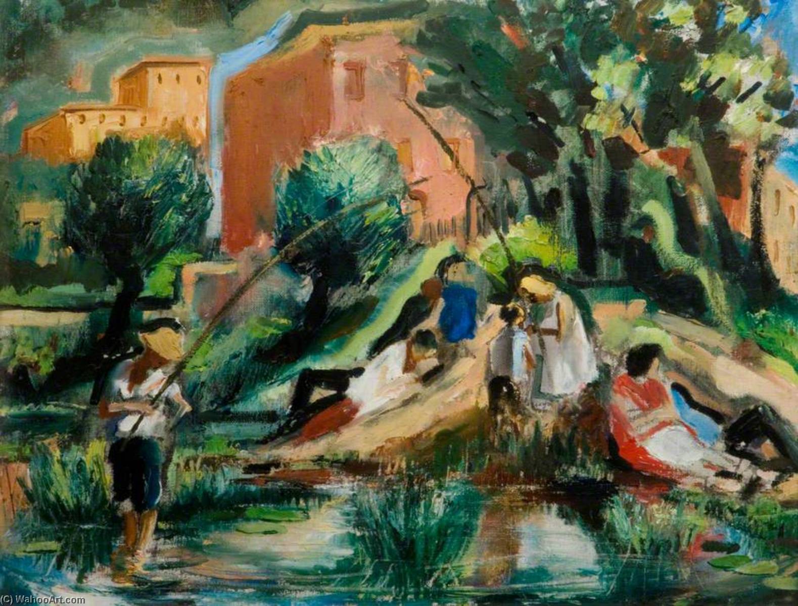 Get Paintings Reproductions Fishing on the Soane by Leila Faithfull ...