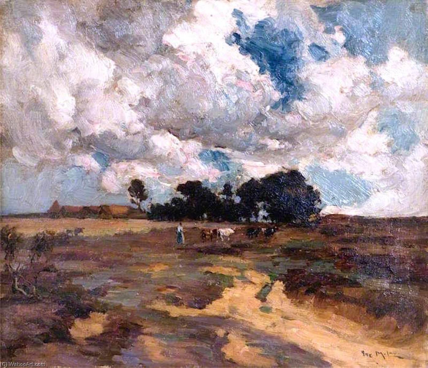 Paintings Reproductions Droving the Cattle by Joseph Milne (1859-1911 ...