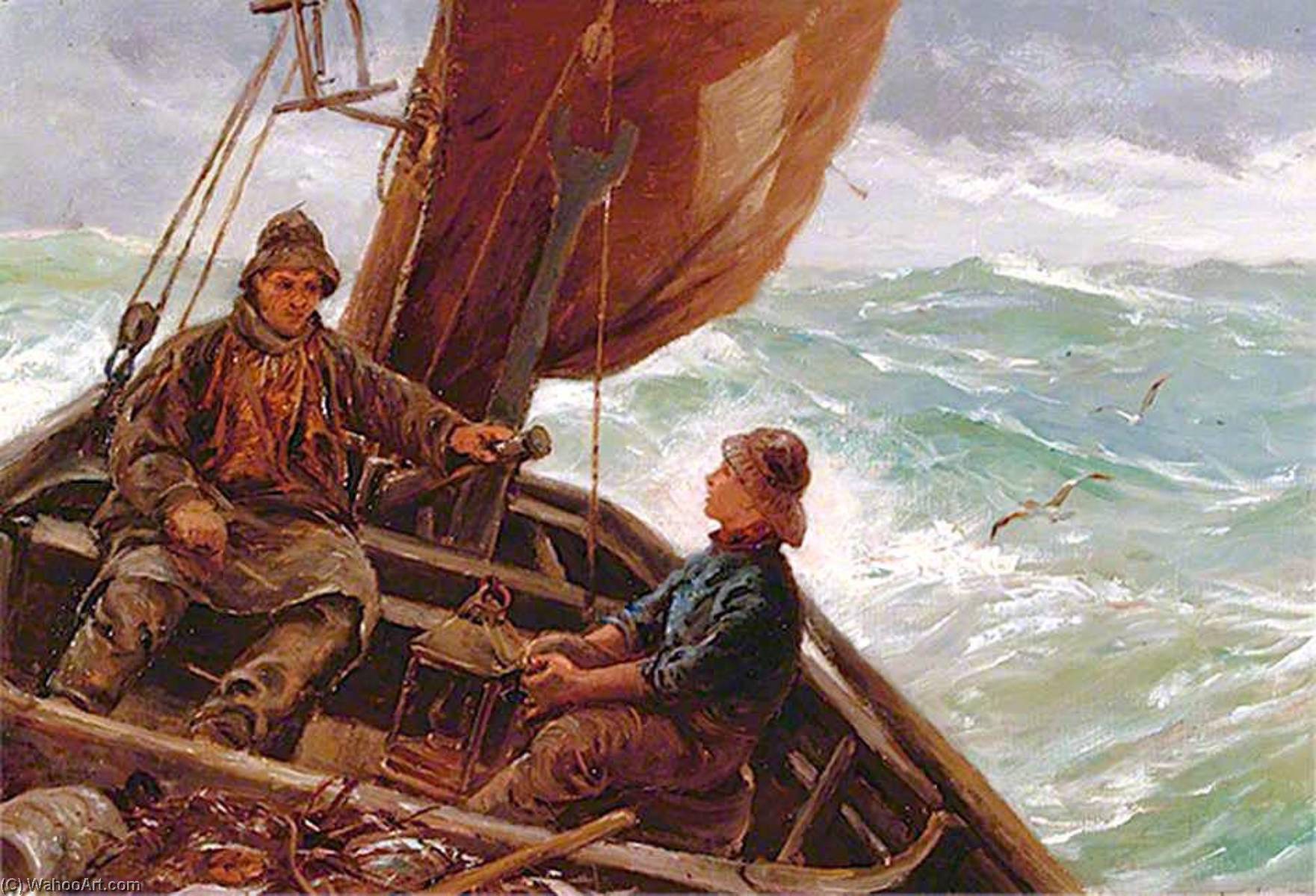 Order Artwork Replica Fishing Boat at Sea by William Henry Borrow (1840 ...