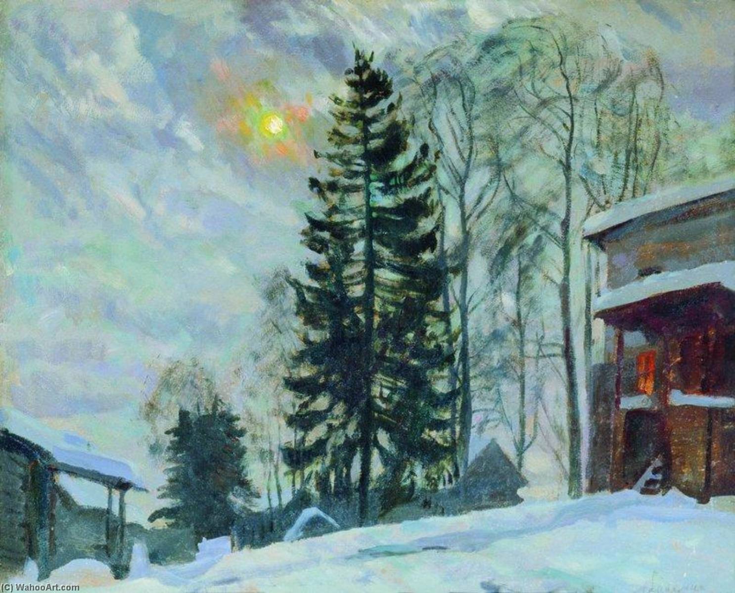 Oil Painting Replica Mansion in Winter, 1918 by Stanislav Zhukovsky ...