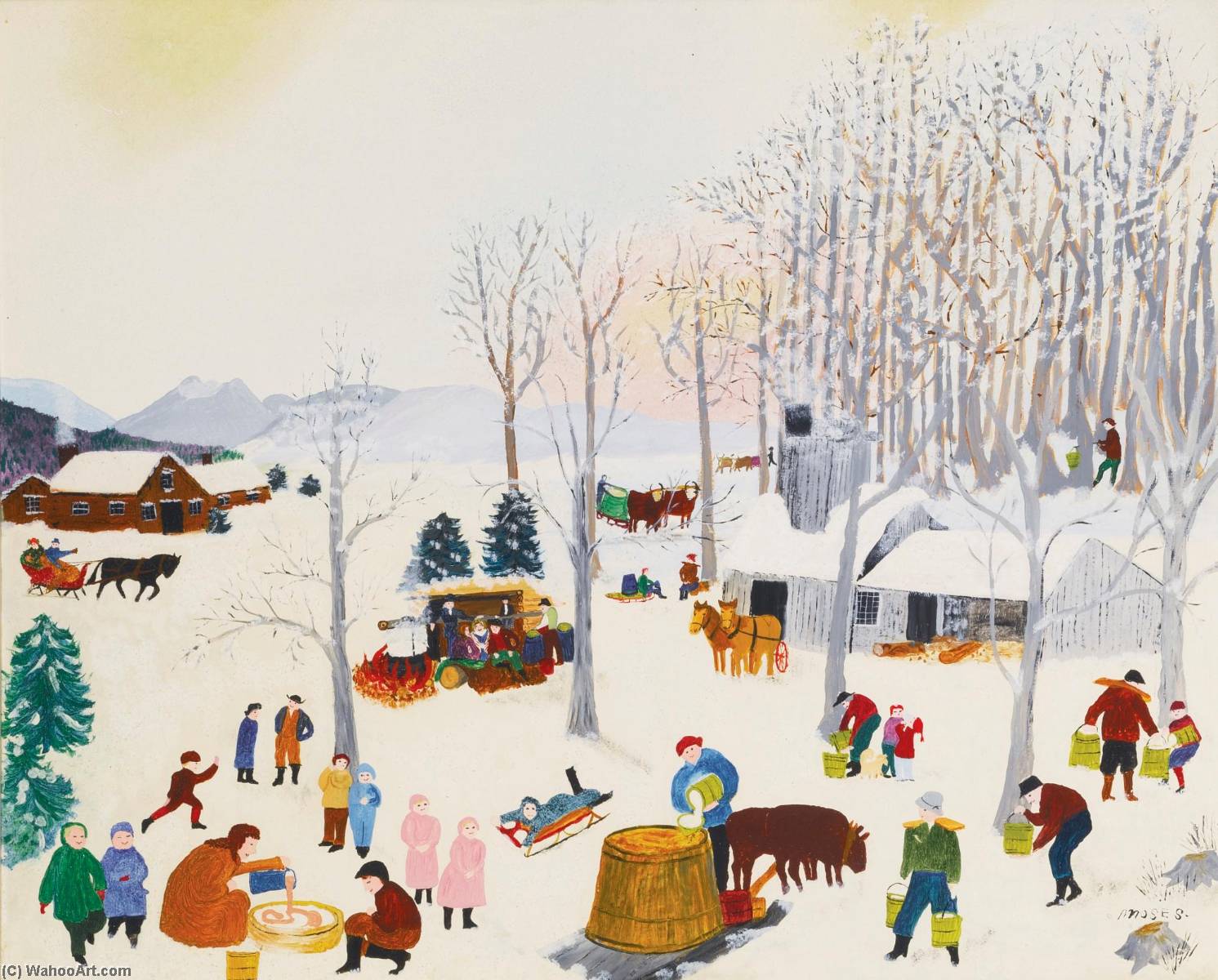 Sugaring Off, 1942 by Anna Mary Robertson (1860-1961) Anna Mary Robertson | WahooArt.com