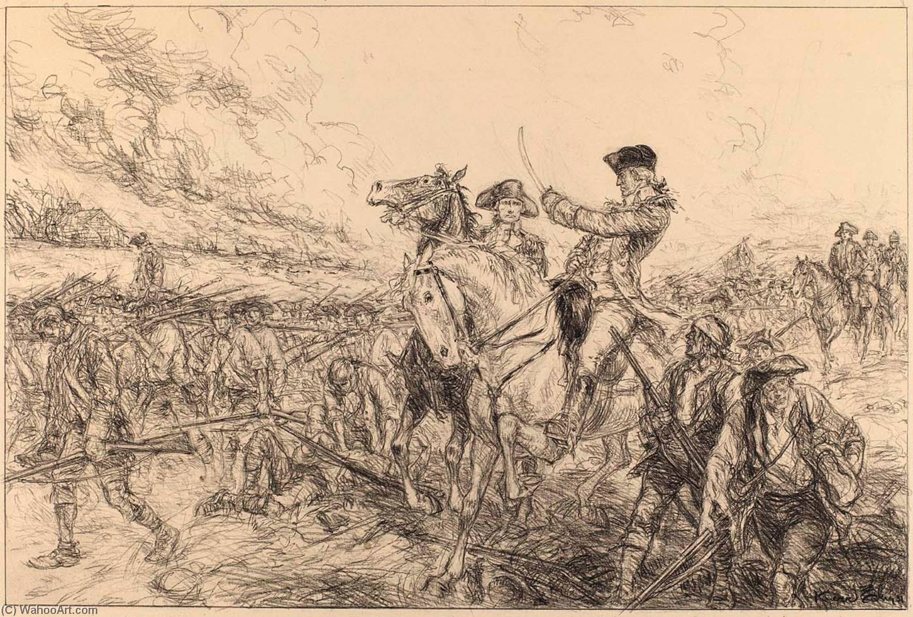 Get Art Reproductions Washington and Lee at Monmouth, 1931 by Kerr Eby ...