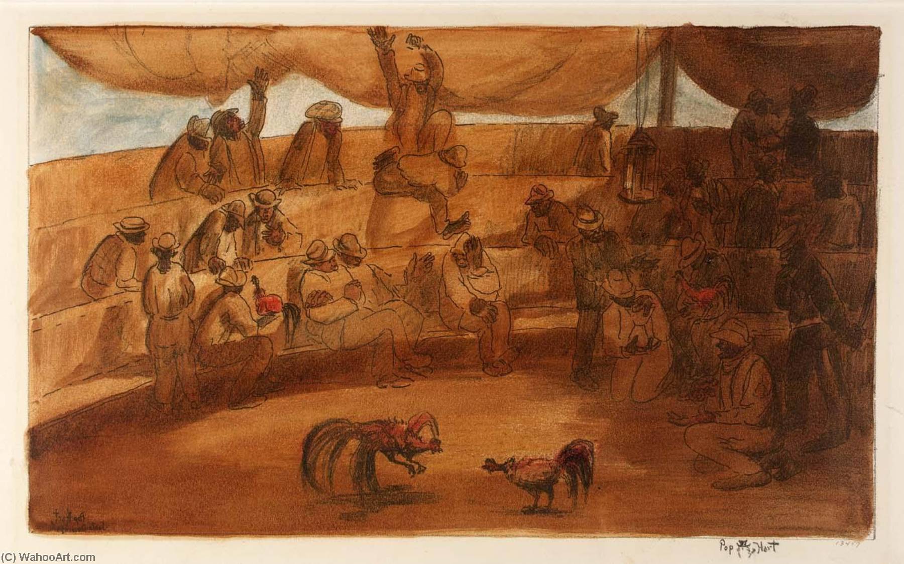 Obtener Reproducciones De Bellas Artes Cockfight, Santo Domingo, 1923 ...