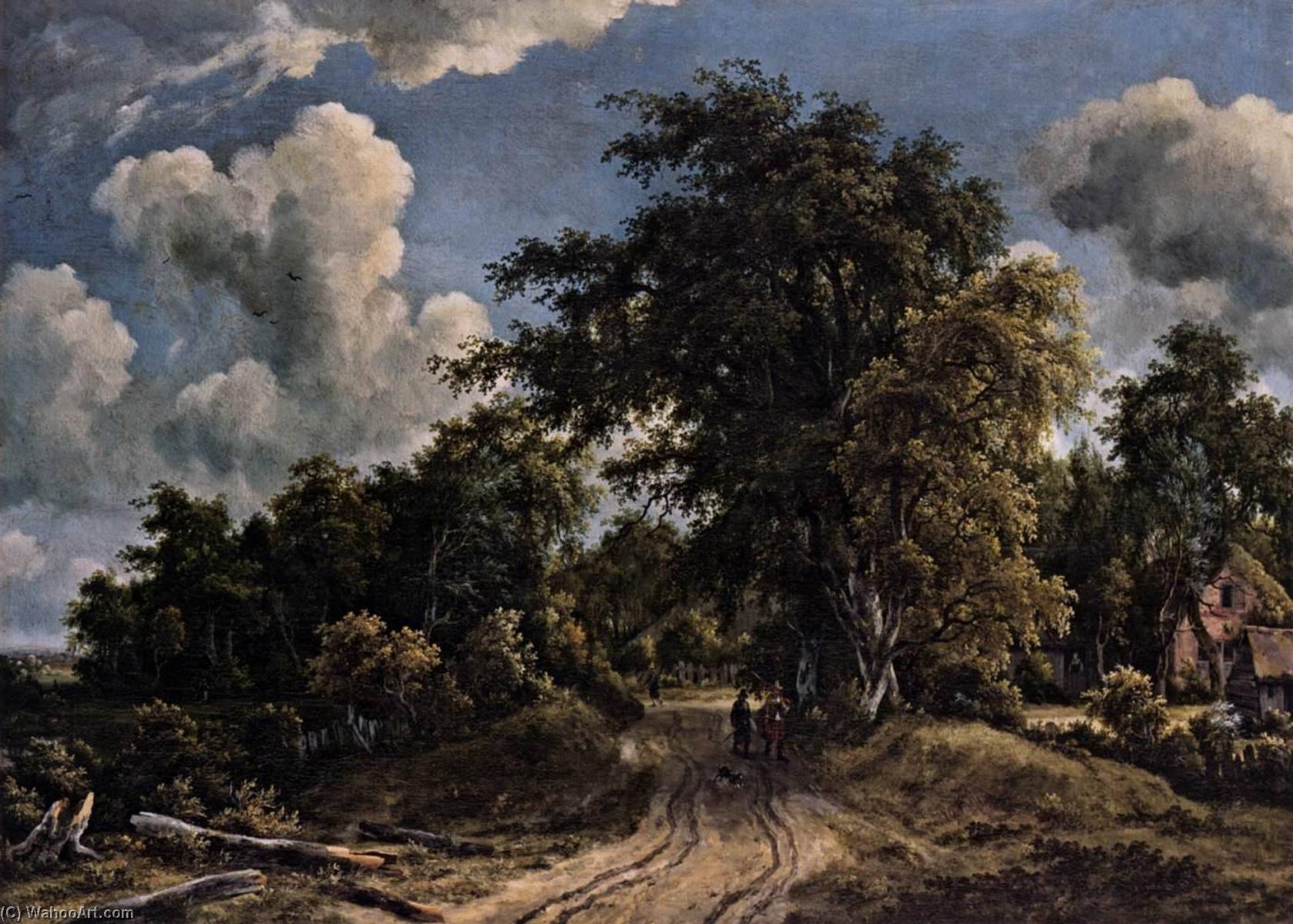 Artwork Replica Woodland Road, 1670 by Meyndert Hobbema (1638-1709 ...