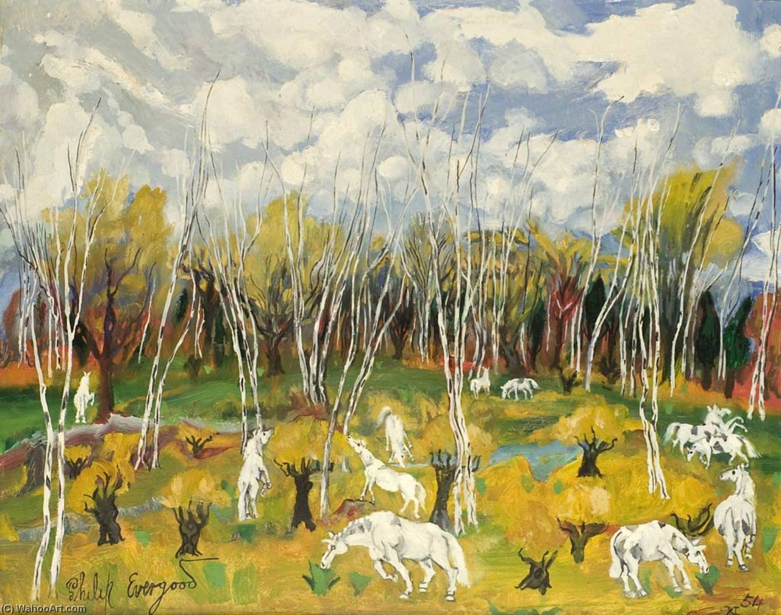 Buy Museum Art Reproductions Birch Tree and White Horses, 1954 by ...