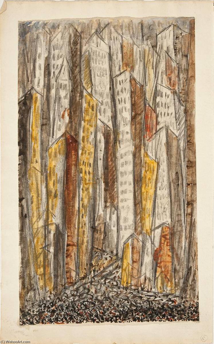 Study of Skyscrapers (Metropolis), 1910 by Abraham Walkowitz (1878-1965 ...