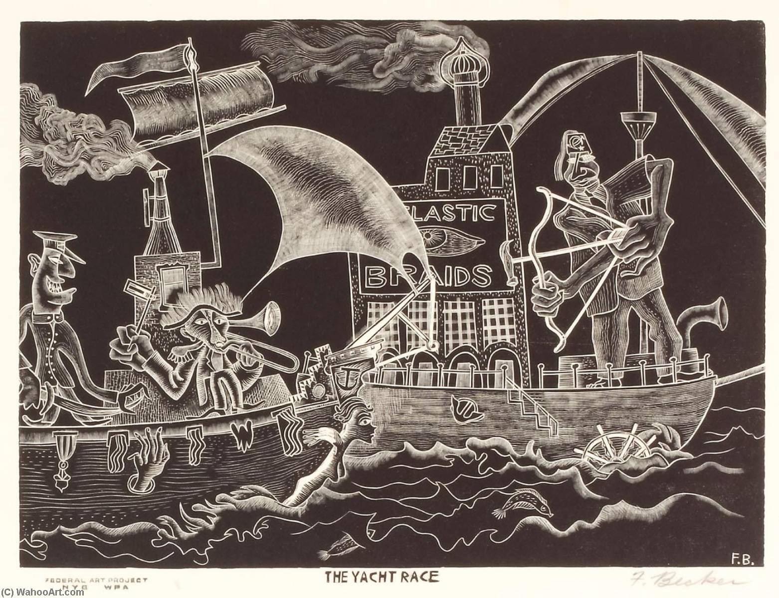 La carrera del yate, 1938 de Fred Becker (1913-2004) Fred Becker ...