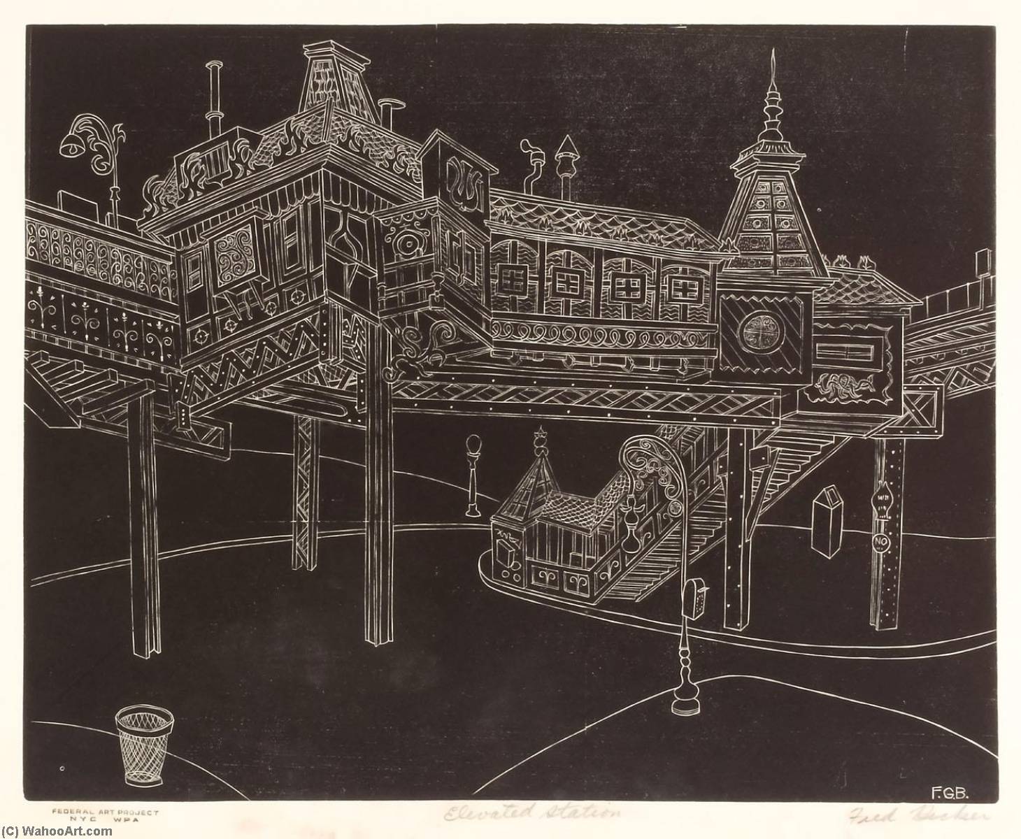 Elevated Station, 1938 by Fred Becker (1913-2004) Fred Becker ...