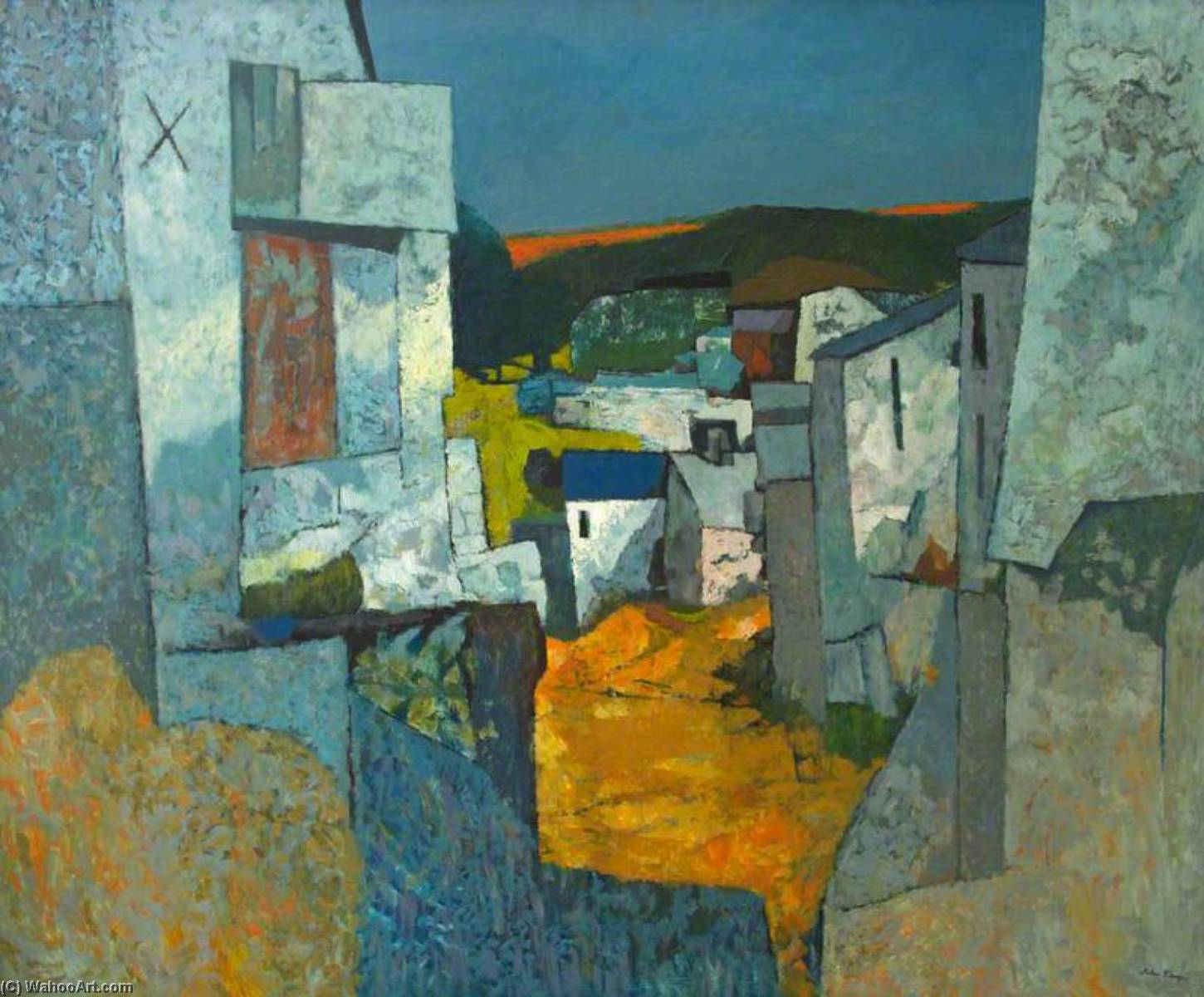 Grabados De Calidad Del Museo Un paisaje continental con edificios de ...