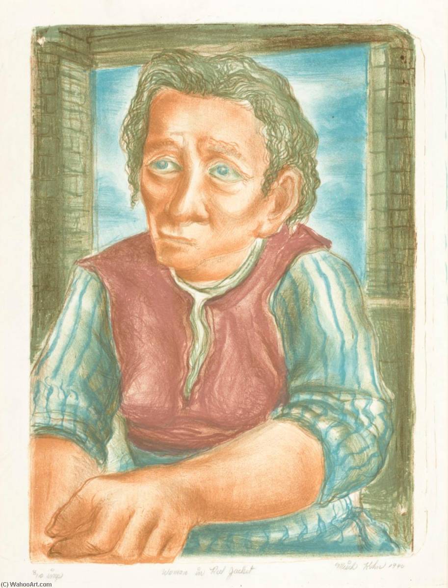 Woman in Red Jacket, 1940 by Misch Kohn (1916-2003) Misch Kohn ...