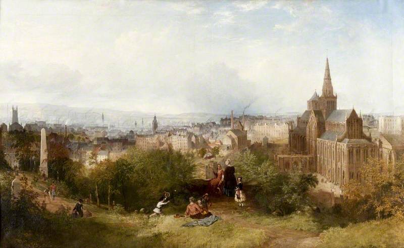 Paintings Reproductions View of Glasgow and the Cathedral, 1840 by John ...