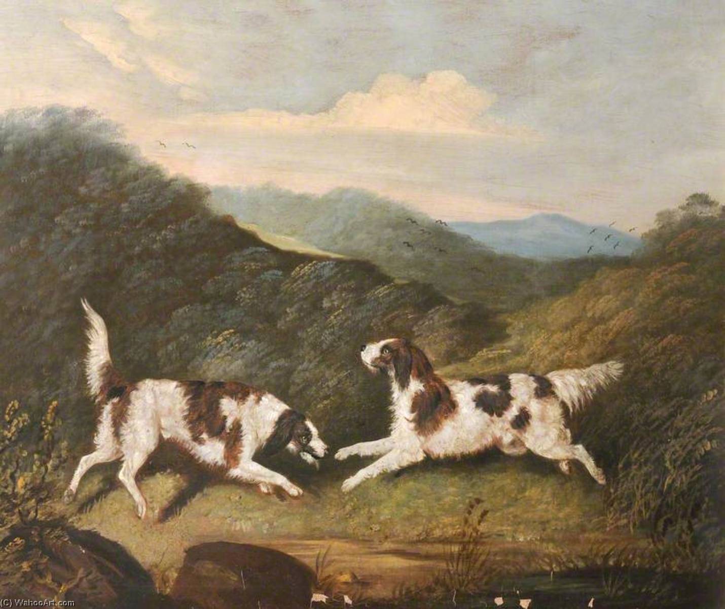 Purchase Oil Painting Replica Two Springer Spaniels in a Landscape ...
