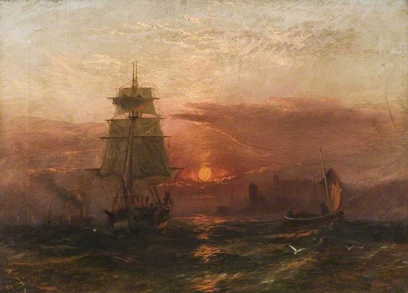 Reproductions D'art De Musée | Coucher du soleil avec embarcations ...