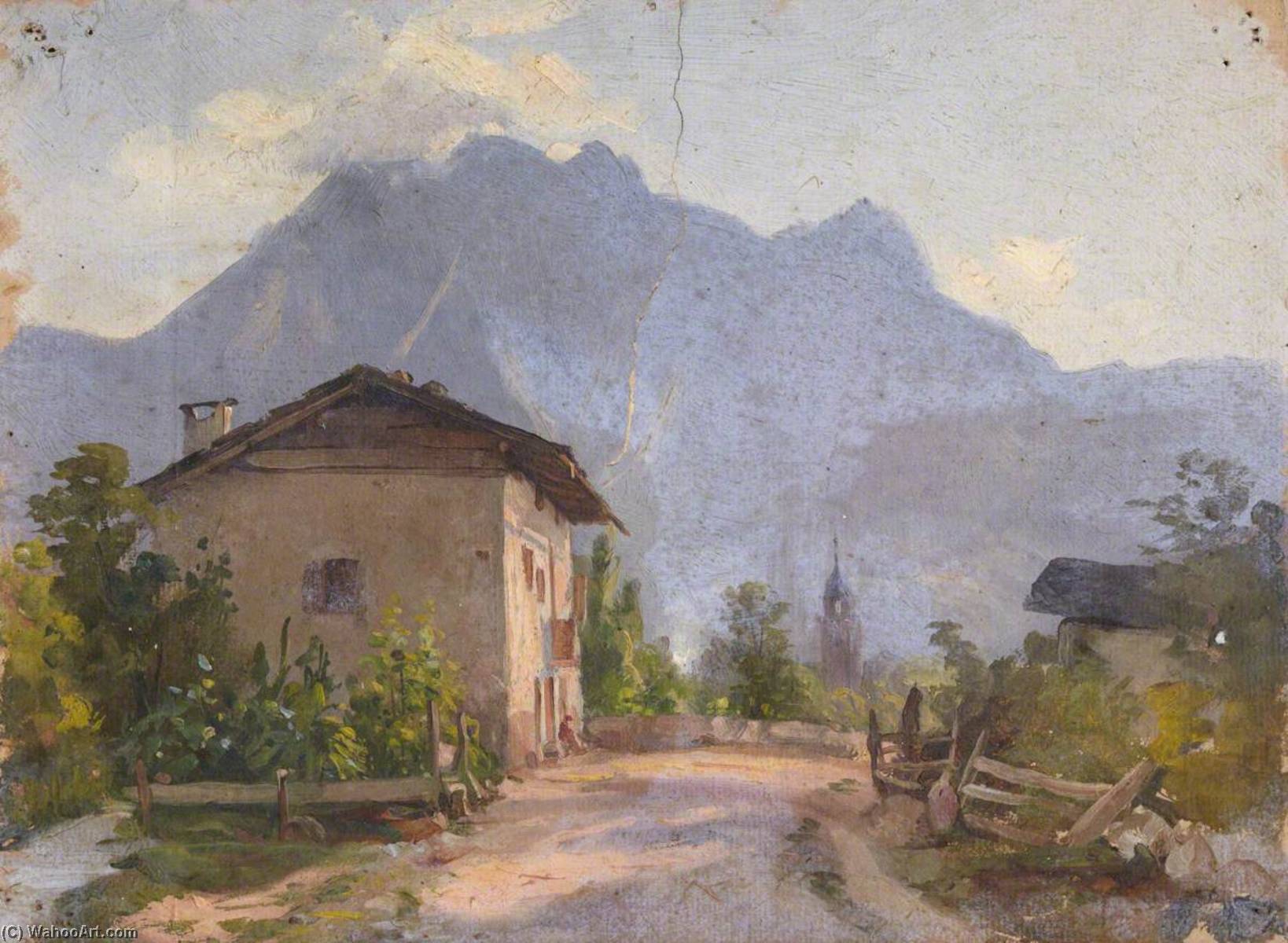 Museum Art Reproductions House with a View of Mountains by Thomas ...