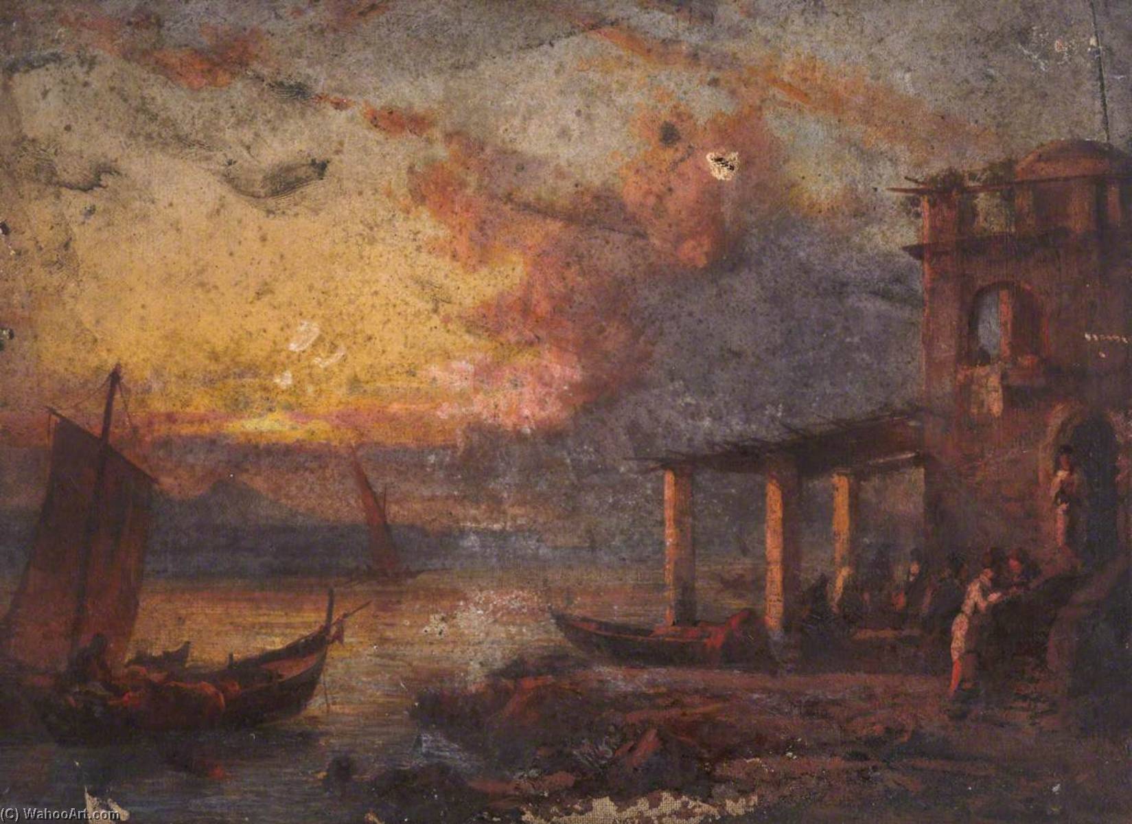 Purchase Oil Painting Replica Coastal Town at Sunset by Thomas Stuart ...