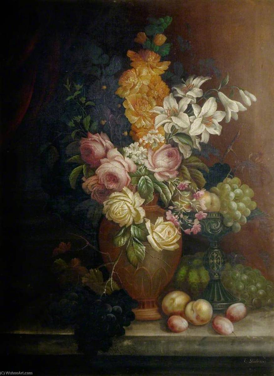 Artwork Replica Still Life, Flowers by Edwin Steele (1803-1871 ...
